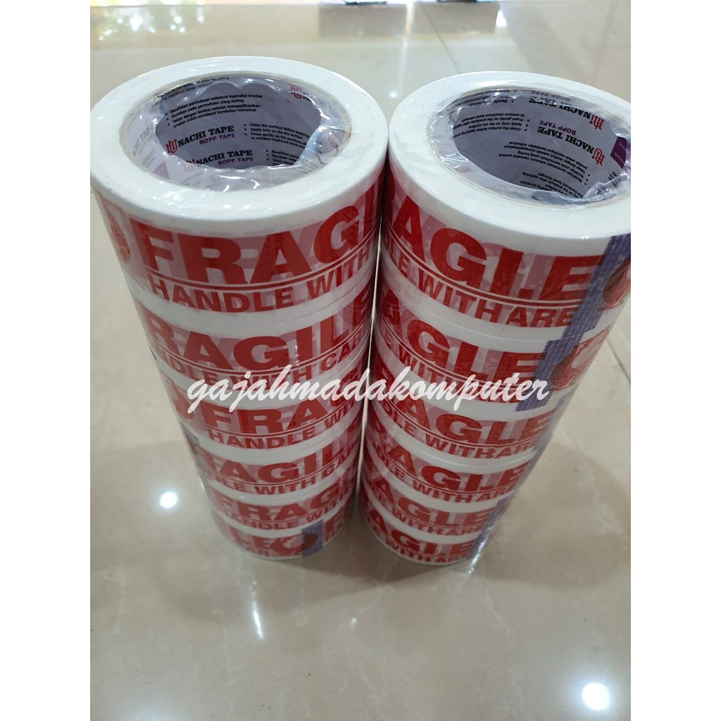 Jual Lakban / Plakban / Isolasi / Selotip FRAGILE putih Nachi Tape 48mm ...