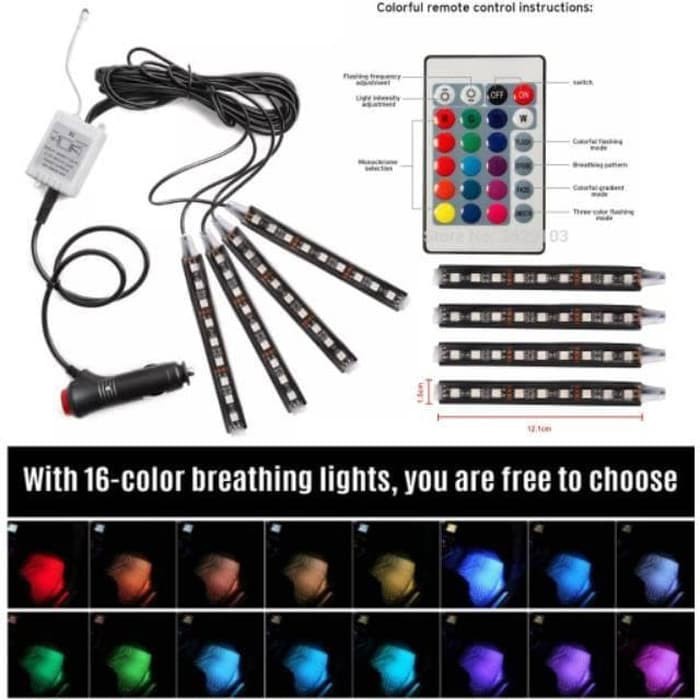 Jual Lampu Led RGB Remote Interior Lantai Mobil Light Lamp Car Neon Floor DHW | Shopee Indonesia