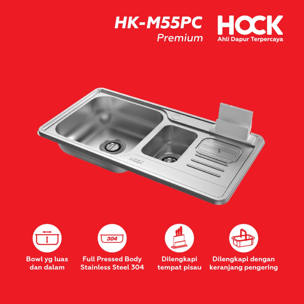 Jual Hock Kitchen Sink Bak Cuci Piring Premium Stainless Steel 304 HK ...