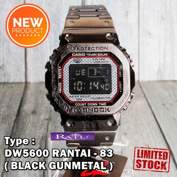 Jual Jam Tangan rantai besi pria G Shock DW-5600 Black metal Stainless ...