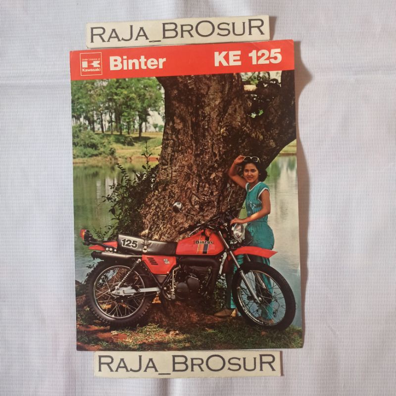 Jual Poster brosur katalog flyer jadul lawas Kawasaki Binter KE125 KE 125 Trail Merah 6speed ...