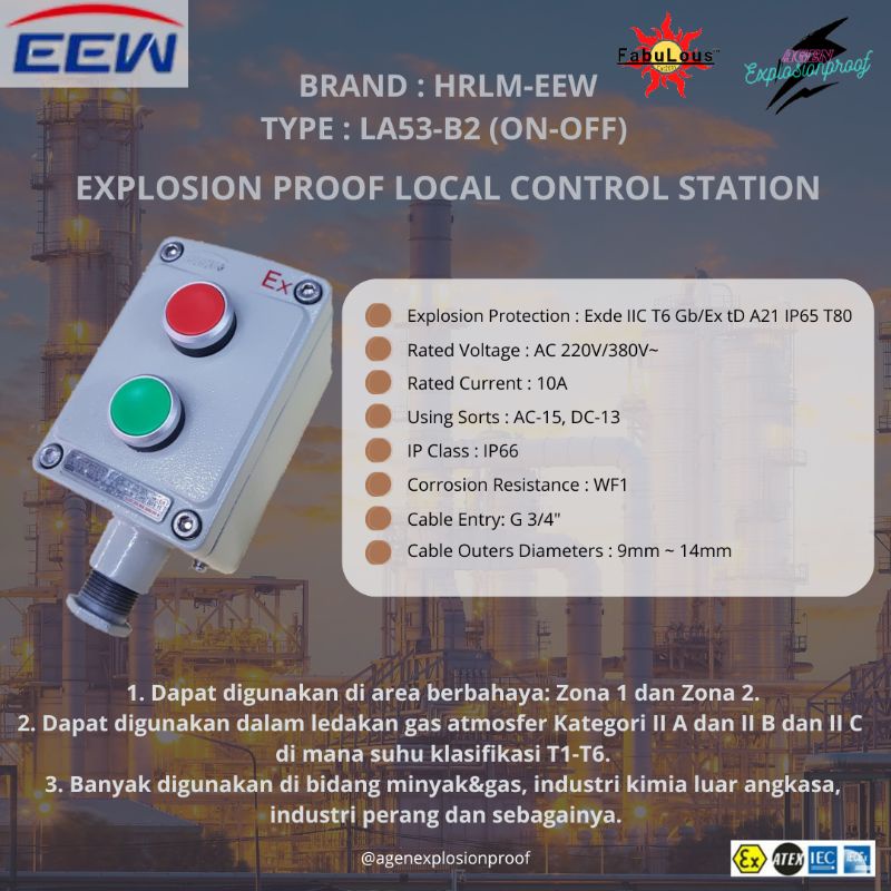 Jual Explosion Proof Local Control Station Button ON OFF Type LA53 B2 ...
