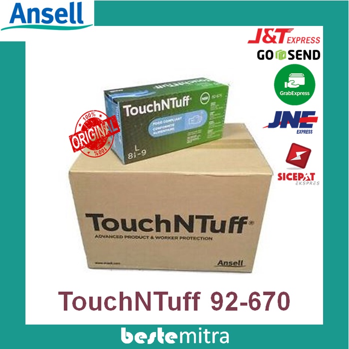 Jual Ansell 92-670 TouchNTuff Sarung Tangan Karet Nitril Biru Safety Glove | Shopee Indonesia