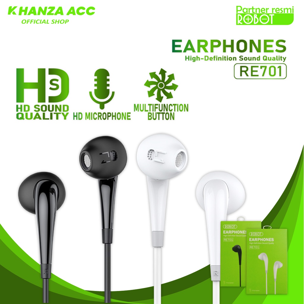 Jual KHANZAACC ROBOT RE701 Soft In-ear 3.5mm Wired Earphone with High ...
