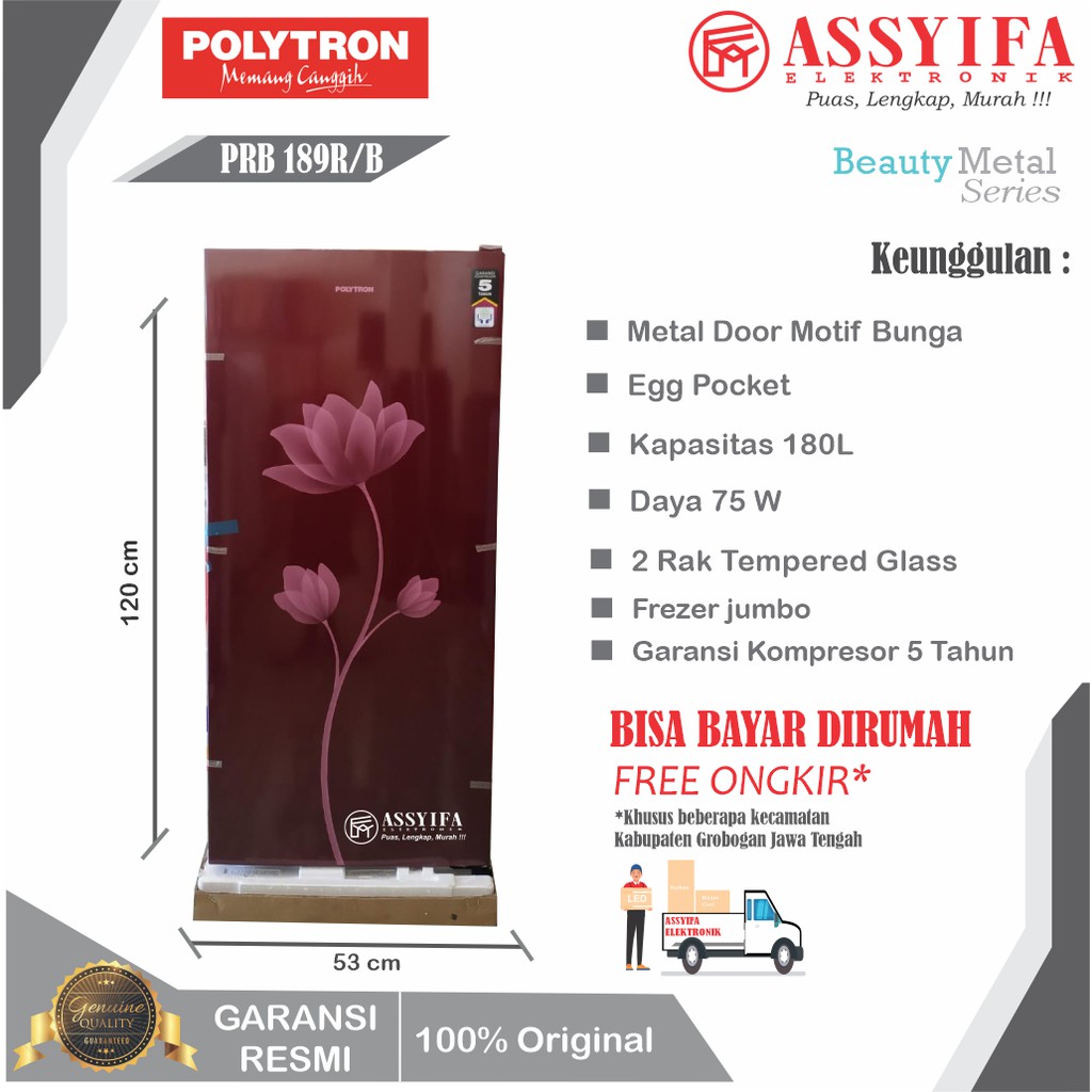 Jual KULKAS POLYTRON 1 PINTU PRB 189 Metal Beauty Series NEW GARANSI ...