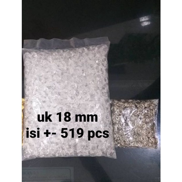 Jual Paket Kristal Akrilik untuk Meronce 18 mm + ring silver/ Kristal ...