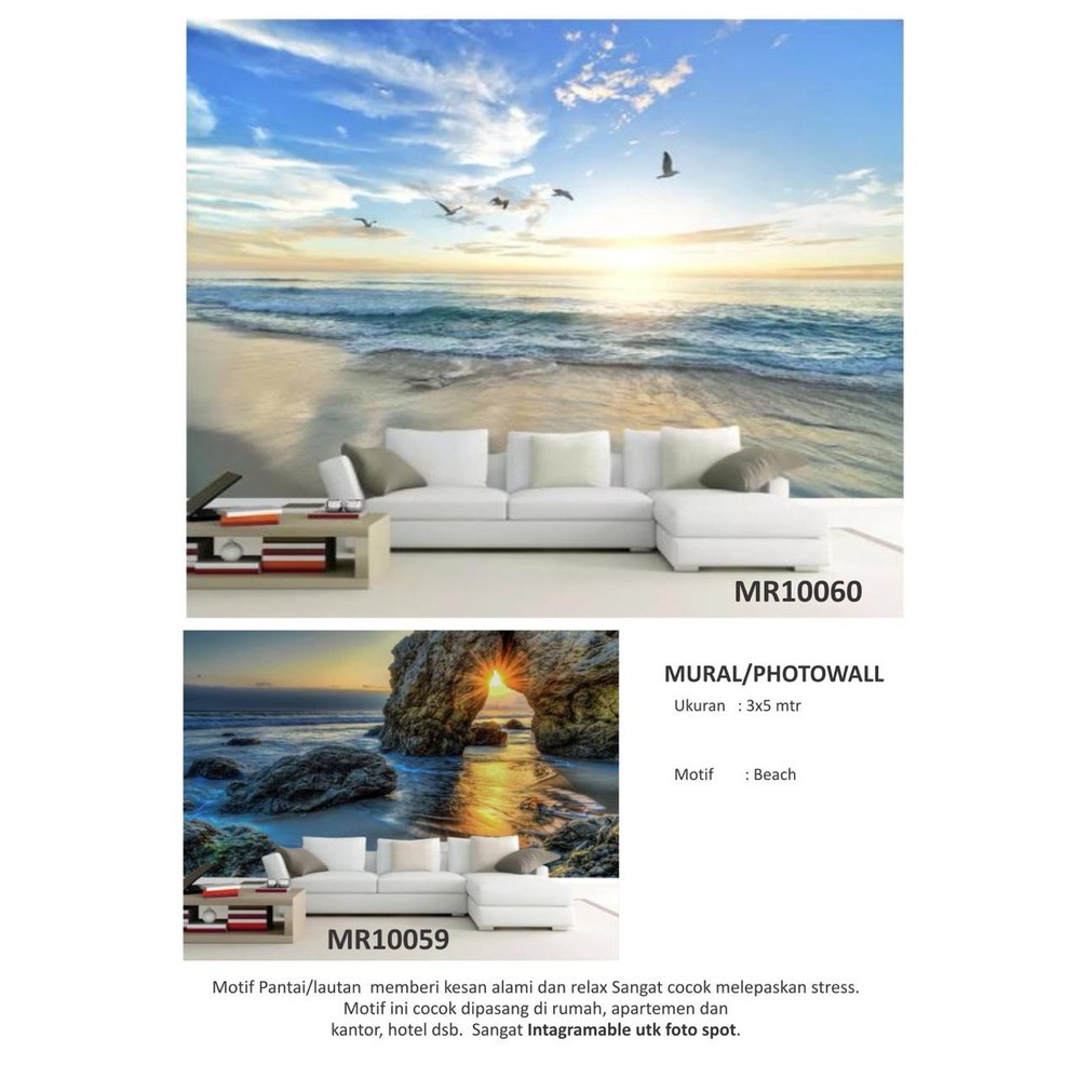 Jual Photowall Mural Dinding 3d Wallpaper Mural Motif Pantai Alami