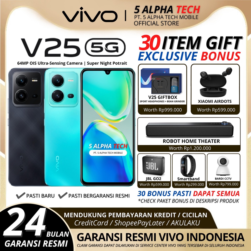 Jual VIVO V25 5G 16/256GB ( 8GB + 8GB Extended RAM ) Garansi Resmi Vivo | Shopee Indonesia