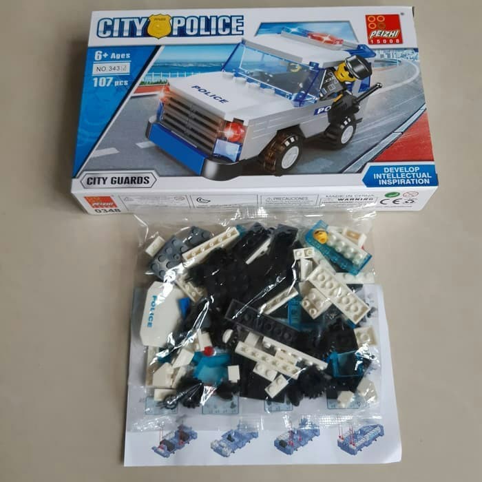 Jual Lego Mobil Polisi City Police Truk Car 107 pcs Brick Block Peizhi ...