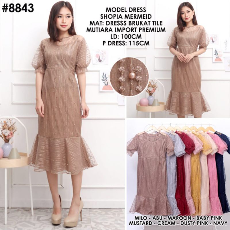 Jual Dress duyung tile bordir/Brokat tile, Dress duyung Tile ,Dress ...