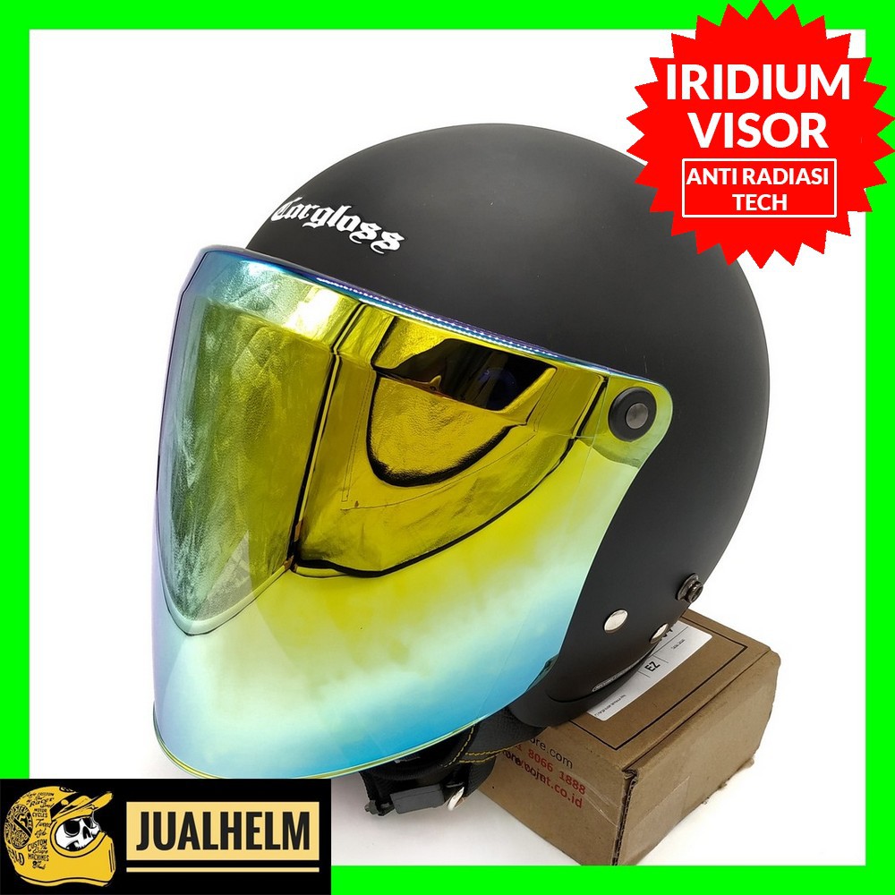 Jual Helm Cargloss Retro Black Doff + Kaca Snail Iridium | Shopee Indonesia