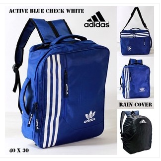 Jual tas ransel adidas active blue check white free rain cover | Shopee ...