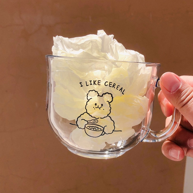 Jual [JAFA] CEREAL Cartoon Bear Glass Milk Oatmeal Tea Cup / Gelas ...
