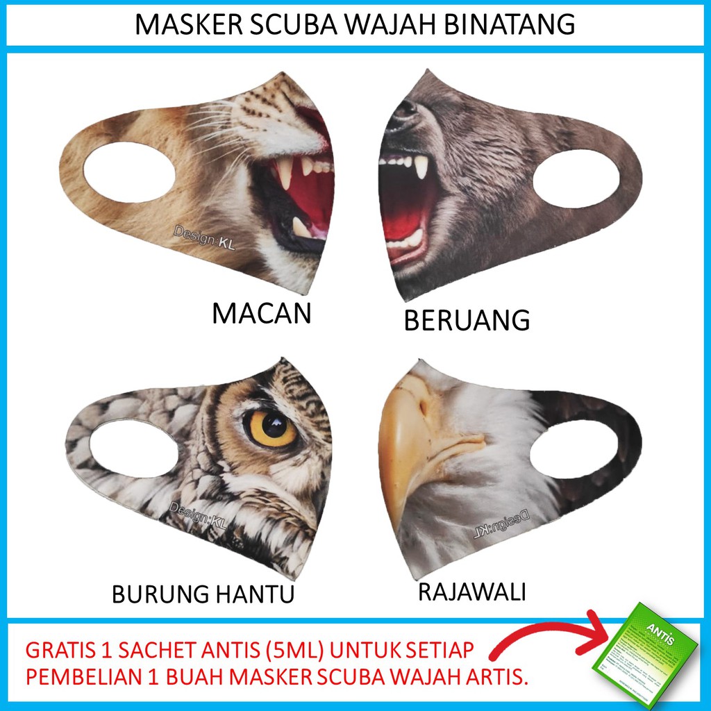 Jual Masker Scuba Dewasa Wajah Binatang Lucu Bagus Nyaman Banget ...