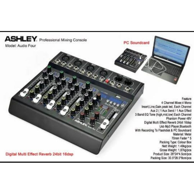 Jual Mixer Ashley Audio Four Original AudioFour 4 channel Full Mono Aux ...