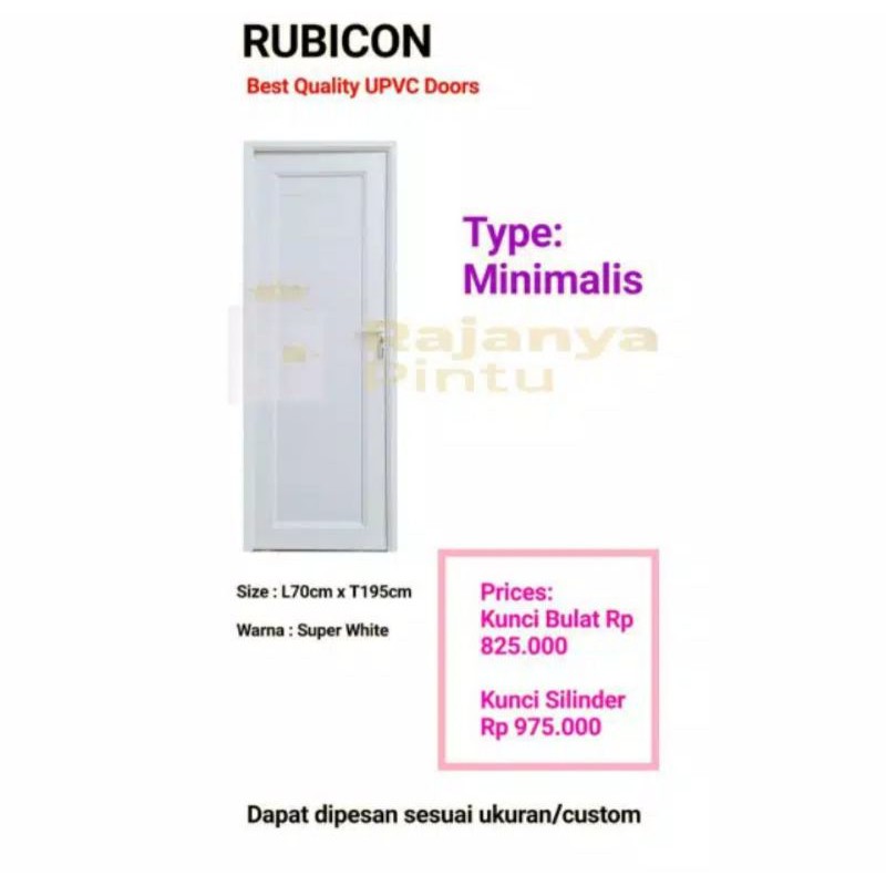 Jual Pintu Upvc Rubicon Minimalis Riau, kunci bulat, engsel kiri ...