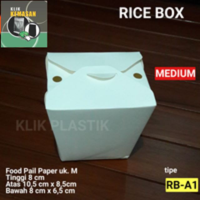 Jual RICEBOX MEDIUM/FOODPAIL RICE BOX PAPERCUP PAPERSOUP KOTAK NASI ...