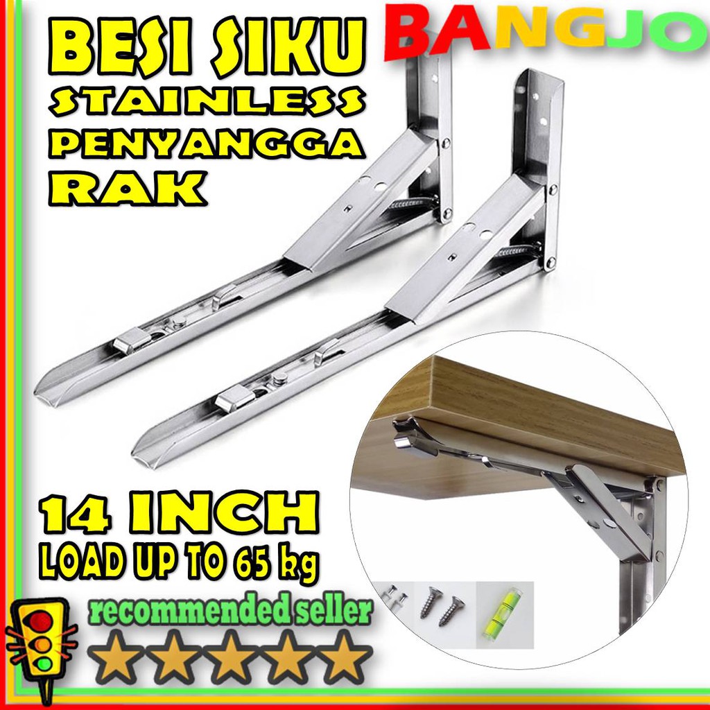Jual Bracket Besi Siku Penyangga Rak L Stainless Lipat 1 Set - 2 Pcs ...