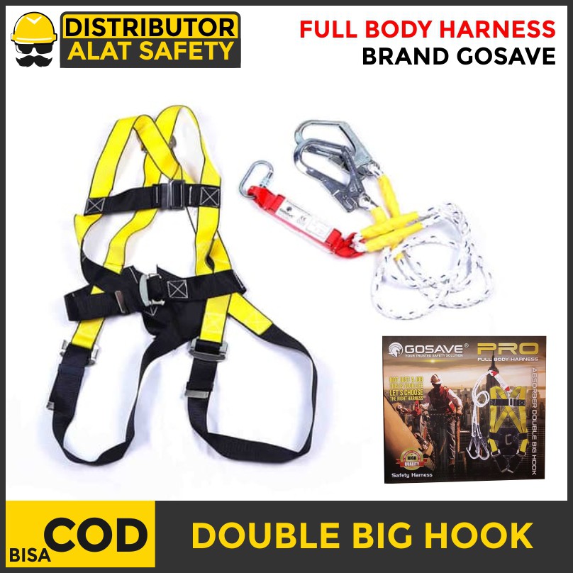Jual ORIGINAL Full Body Harness Absorber Double Lanyard Big Hook Safety Belt Sabuk | Shopee ...