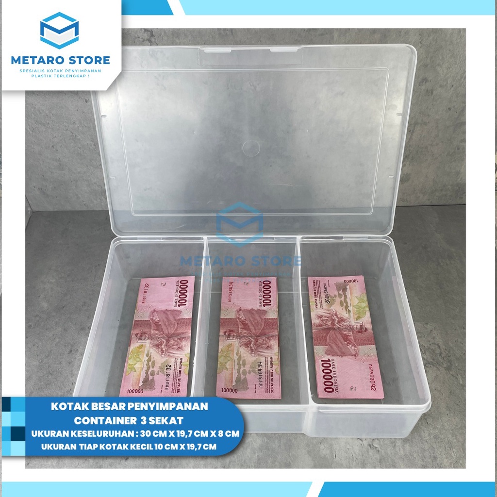 Jual Metaro Kotak Plastik Besar tempat penyimpanan serbaguna 3 sekat ...