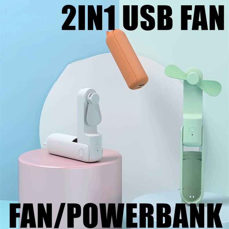 Jual Kipas angin mini + Power bank + USB Charger 2 in1 Portable Fan ...