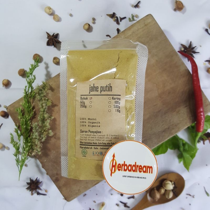 Jual 50 GRAM BUBUK JAHE PUTIH ZINGIBER OFFICINALE JAE PETHAK WHITE ...