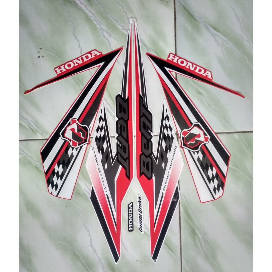 Jual stiker striping honda beat cbs 2018 putih mrah | Shopee Indonesia