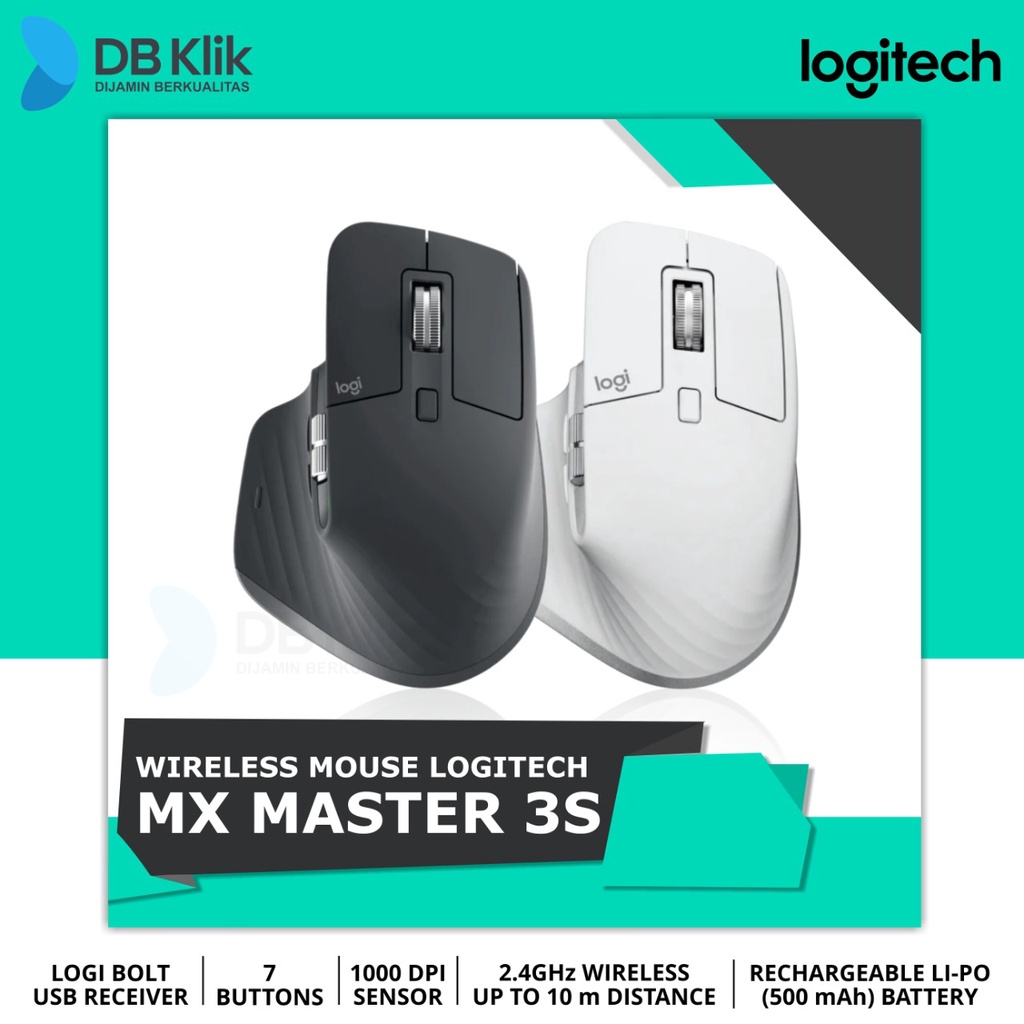 Jual Mouse Logitech MX Master 3S Wireless Bluetooth Quiet Click 1000DPI ...