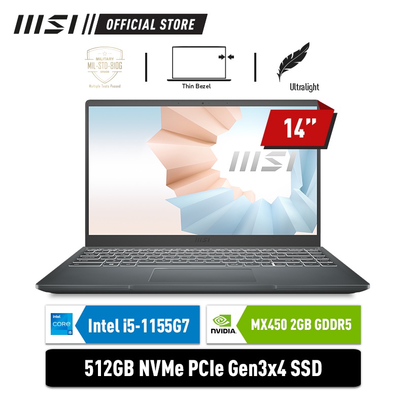 Jual MSI Modern 14 B11SB i5-1155G7 8GB 512GB MX450-2GB | Shopee Indonesia