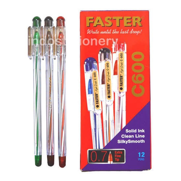 Jual Pulpen Faster C600 - 0.7MM Hitam Per Pack | Shopee Indonesia
