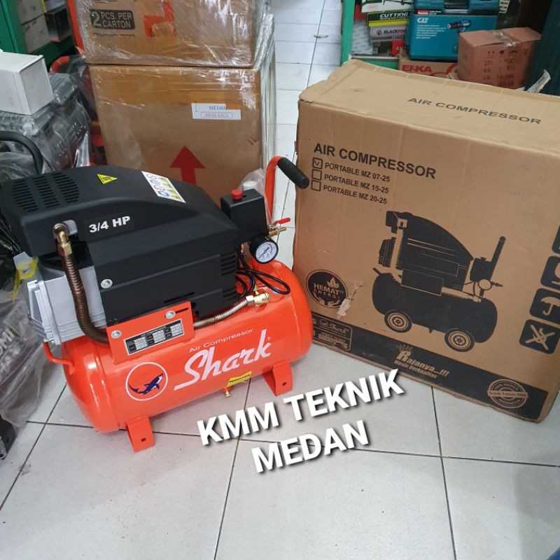 Jual SHARK KOMPRESOR ANGIN UDARA MZ07-25 PORTABLE AIR COMPRESSOR 3/4 HP 25 LITER MZ 07-25 ...