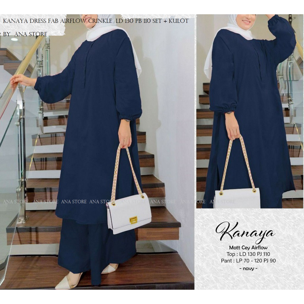 Jual KANAYA SET AIRFLOW CRINKLE TUNIK LD 130 PB 110 CM + PANT LD 70-120 PJ 90 CM /TUNIK SET ...