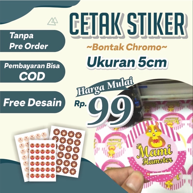 Jual CETAK STIKER LABEL MAKANAN, SNACK, SKINCARE UKURAN 5 Cm BAHAN ...