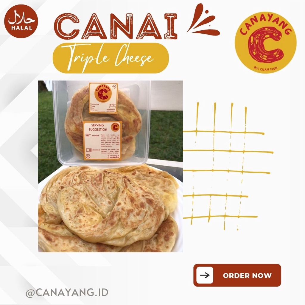 Jual Roti Cane / Roti Canai / Roti Maryam Frozen (5pcs) TRIPLE CHEESE ...