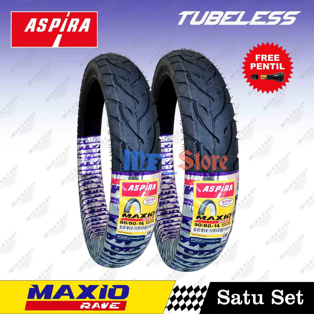 Jual Ban Motor Aspira Maxio Rave 1 Set 80/80-14 & 90/80-14 TL | Shopee ...