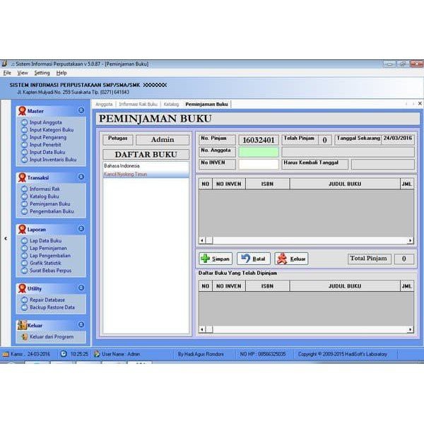 Jual Software Aplikasi Perpustakaan Versi 5 v5.093 & Modul Pengunjung ...