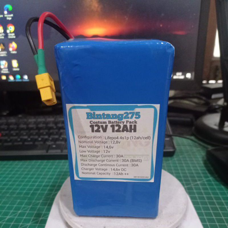 Jual Battery pack 12v 12ah lifepo4 12000mah | Shopee Indonesia