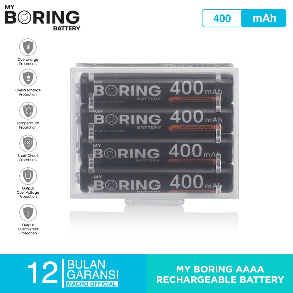 Jual MY BORING Battery AAAA 400 mAh 4-Pack High Power 1.2V Baterai A4 ...