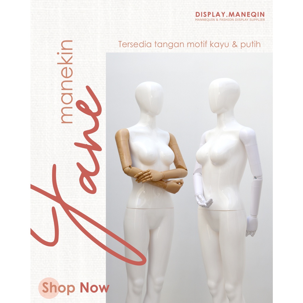 Jual Manekin JANE DM 643 Patung Full Body Cewek Plastik Putih Glossy ...