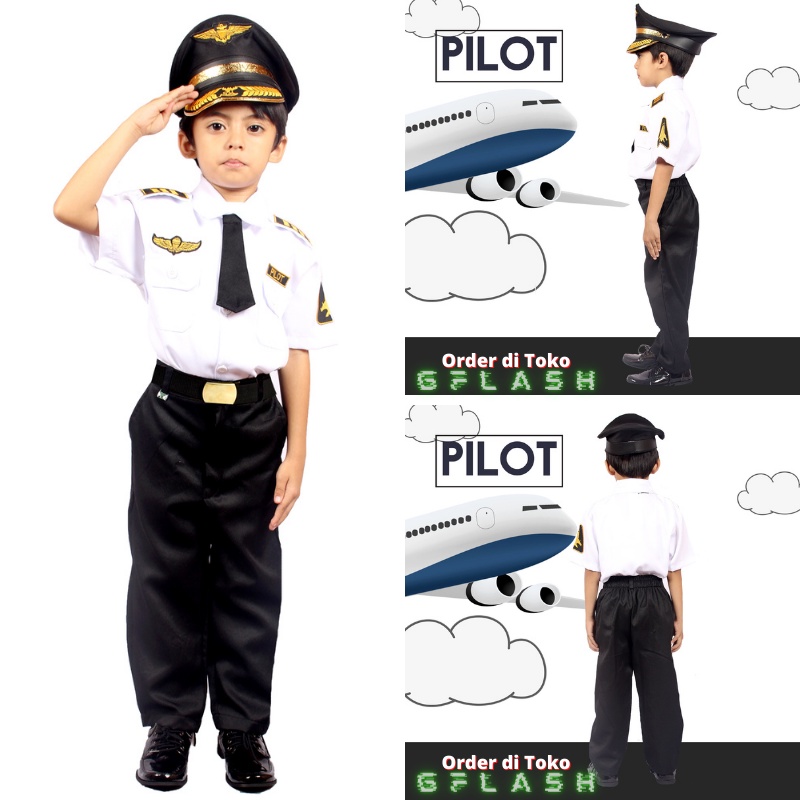 Jual Baju Seragam Profesi Anak Pilot Kostum Setelan Cowok | Shopee ...