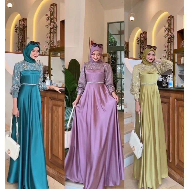 Jual BEAUTY DRESS / SILK PREMIUM MIX TILE / GAUN KONDANGAN / GAMIS ...