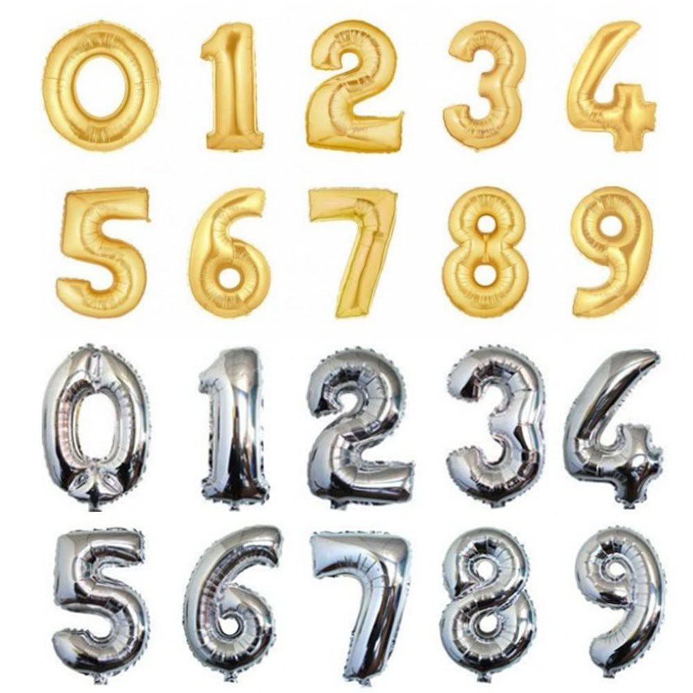 Jual Balon foil Angka 0~9(40cm) abjad angka warna SILVER & GOLD ballon ...