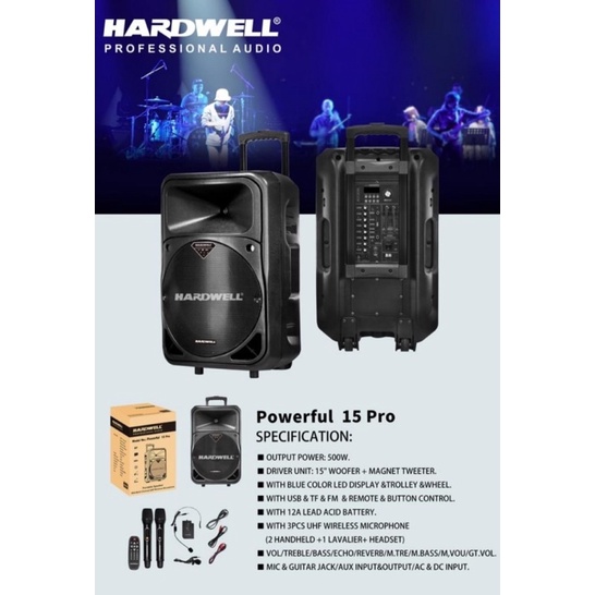 Jual speaker aktif portable wireless meeting 15" hardwell powerfull ...