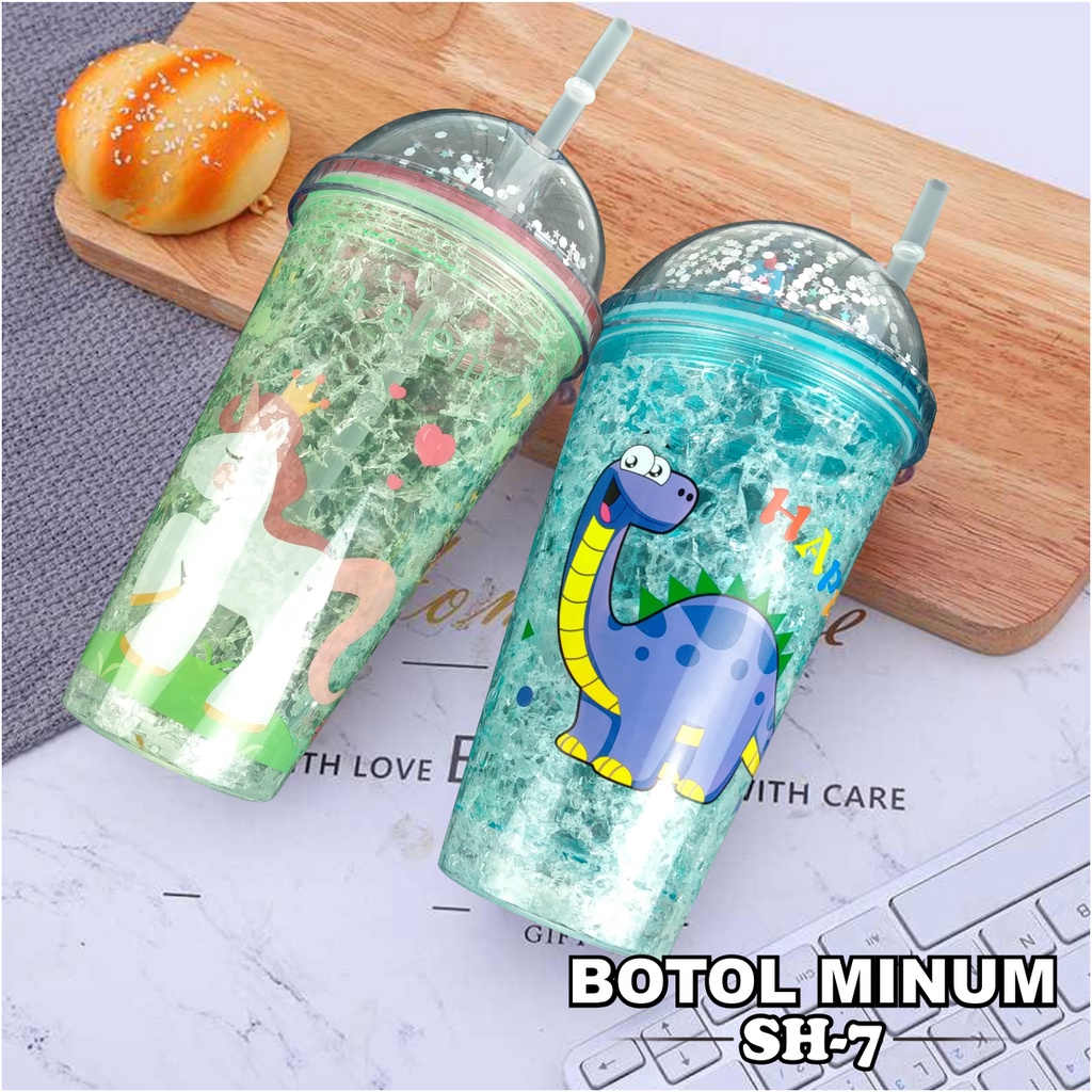 Jual Botol Minum Lucu Tumbler Minum Aesthetic dengan Sedotan Tumbler ...