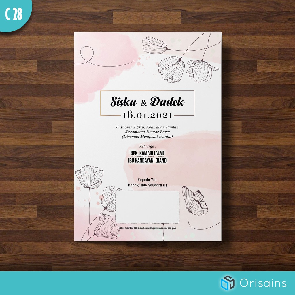 Jual Undangan Pernikahan Cantik Kertas Jasmine Glitter atau Kertas Brief Card Lebih Ekonomis ...