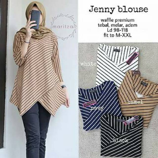 Jual Susan Jenny blouse navy | Shopee Indonesia