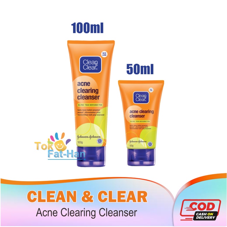 Jual CLEAN & CLEAR Acne Clearing Cleanser 50ml / 100ml - Active clear ...