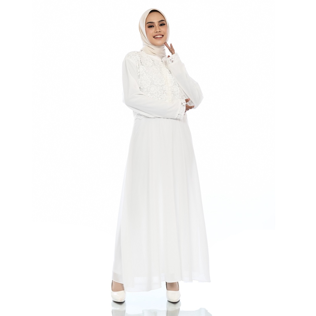 Jual Raisma - Gamis Putih Muslim Mewah Busana Lebaran Putih Tulang ...