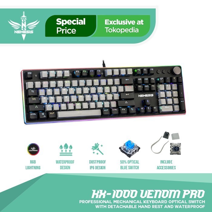 Jual Keyboard gaming mechanical NYK Nemesis KX-1000 Venom Pro Optical ...