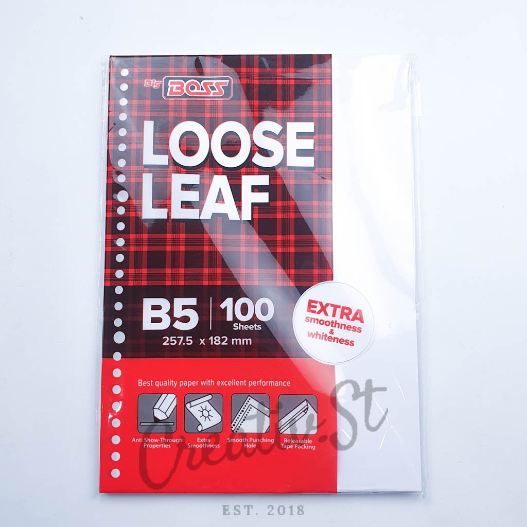 Jual BIG BOSS Loose Leaf B5 100 Lembar Polos 26 Ring Isi Binder | Shopee Indonesia